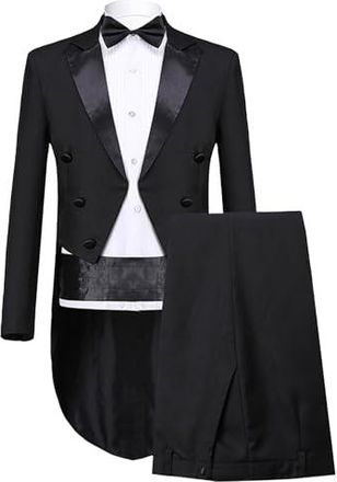 Generic Costume Queue-de-Pie Slim fit pour Homme, Ensemble 2 pi&egrave;ces, Veste de Smoking Longue &agrave; Queue dhirondelle, Pantalon, Blazer Noir, Taille XL. Id&eacute;al pour
