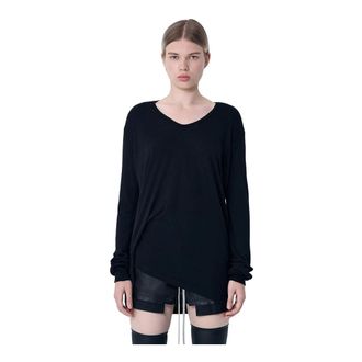 Rick Owens Femme, Tops, Noir, Taille: 36 FR Hiked Long Sleeve Top
