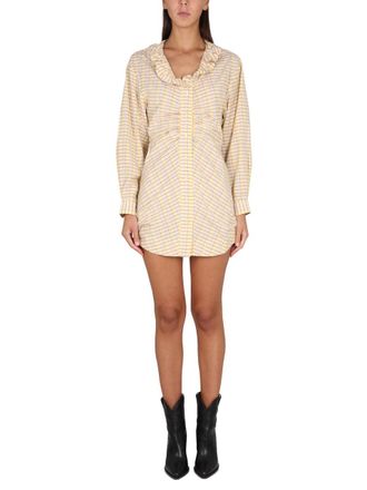 Isabel Marant Silk-Cotton Blend with Ruffles Dress - Yellow