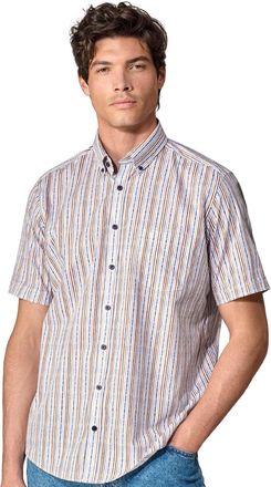 Casamoda Casa Moda Mens Short Sleeve Shirt Casual Fit Red Multi Stripe 3XL