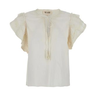 M.A.B.E M.a.b.e, Femme, Blouses et Chemises, Blanc, Taille: 38 FR Haut &agrave; col en V et sur le devant