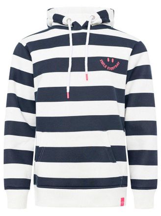 Zwillingsherz Hoodie Streifen Smile Everyday Blockstreifen, pinke Stickerei, K&auml;ngurutasche, Kapuze