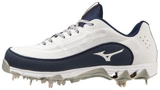 Mizuno Damen 9-Spike Swift 8 Low Metal Softball-Stollen, wei&szlig;/Marineblau, 39 EU