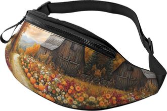 Generic Mode G&uuml;rteltasche Autumnlicher Bauernhaus-Druck Bauchtasche G&uuml;rteltasche Taillentasche F&uuml;r Running Hundetraining Herren 14X35Cm
