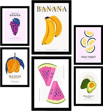 Nacnic Ensemble de 6 affiches sur lalimentation et la nutrition. Fruits d&eacute;t&eacute;. Affiches nature et nutrition pour lam&eacute;nagement int&eacute;rieur et la d&eacute;coration. A3 e