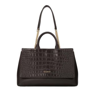 Kazar Femme, Sacs, Brun, Taille: ONE Size Sac chic en forme de malle avec poign&eacute;es
