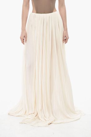 Saint Laurent Pliss&eacute; Jersey Maxi Skirt MADAME Saint Laurent