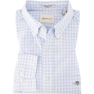 GANT Herren Hemd blau Baumwolle kariert