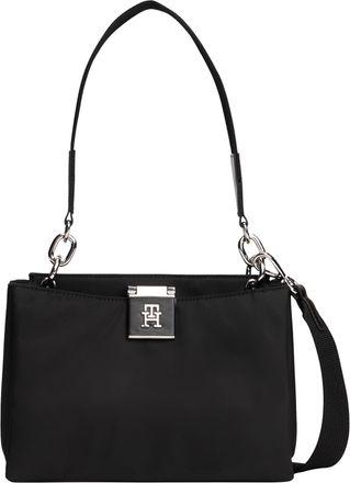 Tommy Hilfiger Damen Th Her Med Satchel Nylon Sv Aw0aw18200 Ranzen, Black (Black)