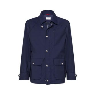 Brunello Cucinelli Blaue Feldjacke mit Raglan&auml;rmeln - - Jackets - Herren - Blau - 3XL