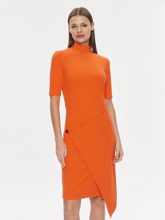 Calvin Klein Kleid für den Alltag Stretch Jersey Asymmetric Dress K20K206498 Orange Slim Fit