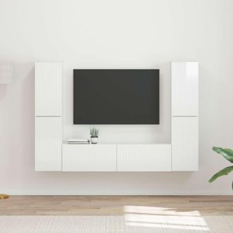 vidaXL Set Mobile Tv 6 Pz Bianco Lucido Legno Ingegnerizzato Vidaxl