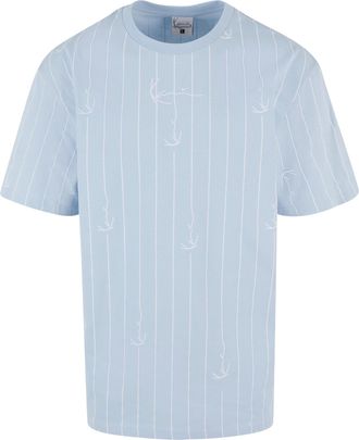 Karl Kani Herren Small Signature Logo Prinstripe Tee Light Blue/White, XS