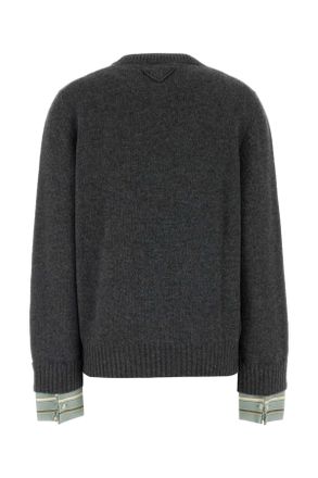 Prada Womens Dark Grey Wool Blend Sweater Ardesia Maglieria