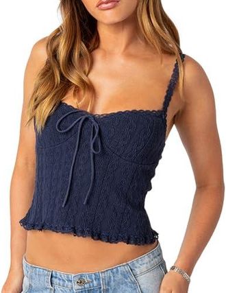 Generic HzDazrl Y2K Débardeur sans manches à col carré et bretelles spaghetti pour femme, Bleu 010., S