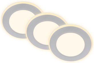 Briloner 3er Set LED Einbaustrahler 230V mit Nachtlichtfunktion, Flächen und Ringe sep. schaltbar, Speicherfunktion, LED Spot, flach, Deckenspots, Einbauleucht