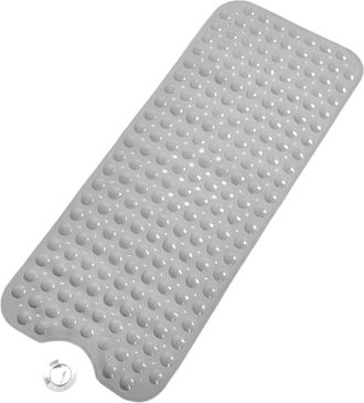 Generic Badewannenmatten for Duschwanne, Extra Lange, rutschfeste 101,6 X 40, cm Gro&szlig;e Badematte Mit Abflussl&ouml;chern Und Saugn&auml;pfen, for Badezimmer(Solid Gray)