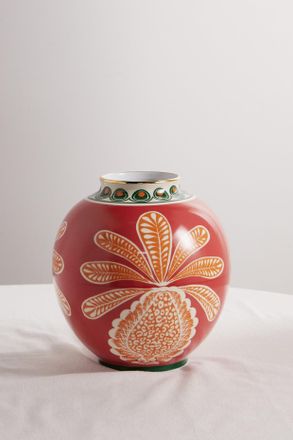 La DoubleJ Vase En Porcelaine Peinte Et Plaquée Or Bubble - Rouge