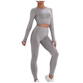 Generic Ensemble de v&ecirc;tements de d&eacute;tente pour femme - Ensemble d&eacute;contract&eacute; en tricot &agrave; manches longues - Sweat &agrave; capuche et pantalon ample - Ensemble deux pi&egrave;