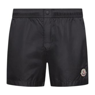 Moncler Homme, Maillots de bain, Noir, Taille: L Logo Swim Shorts