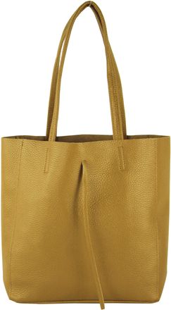modamoda.de T253 - Ital. Henkeltasche mit Innentasche aus Leder, Farbe:Senfgelb