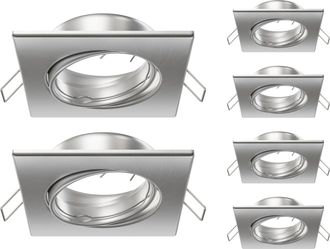LEDs Com 6 Stück Deckeneinbaurahmen RIR, eckig, schwenkbar, edelstahl matt