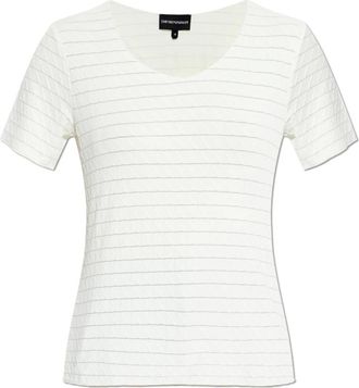 Emporio Armani Femme, Tops, Beige, Taille: 36 FR Jacquard Knit Nylon Stretch Needle Pattern