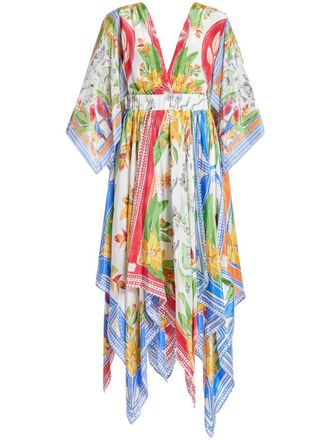 Farm Rio robe mi-longue Tropical Destination Kimono Sleeve - Blanc