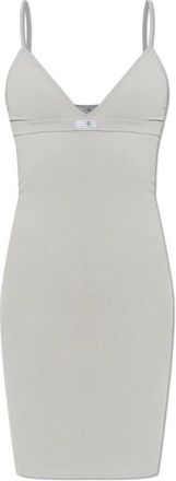 Maison Margiela Femme, Robes, Gris, Taille: 38 FR Ribbed V-neck Dress