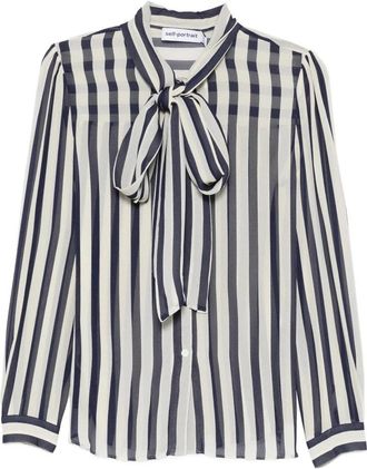 Self Portrait Femme, Blouses et Chemises, Multicolore, Taille: 38 FR Bow Neck Shirt