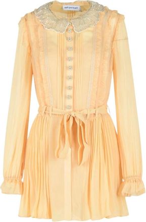 Self Portrait Femme, Robes, Orange, Taille: 34 FR Pleated Georgette Mini Dress