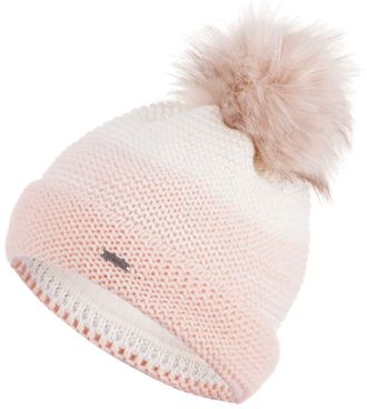 Faera M&uuml;tze Damen Winterm&uuml;tze warm gef&uuml;ttert mit Fleecefutter Kunstfell Bommelm&uuml;tze Winter Herbst Bommel Strickm&uuml;tze Beanie 60, Farbe:Rosa