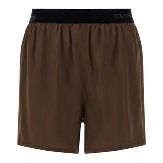 Tom Ford Femme, Shorts, Brun, Taille: 36 FR Shorts de pyjama en satin de soie stretch