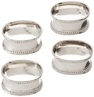 Elegance Beaded Oval Napkin Rings, Set of 4