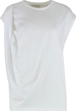 Vince Femme, Tops, Blanc, Taille: 40 FR Haut Drap&eacute; Relax Ample en M&eacute;lange de Coton Pima