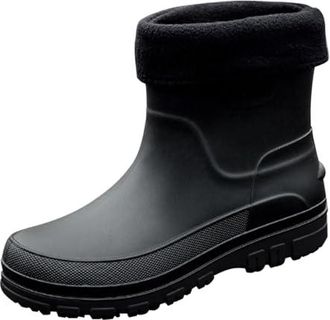 Generic Bottines de pluie pour homme - Imperm&eacute;ables - Doubl&eacute;es - En caoutchouc - Semelle profil&eacute;e - Antid&eacute;rapantes - Bottes de neige thermiques - Bottes de tr