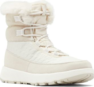 Columbia Slopeside Peak Luxe wasserdichte Schneestiefel f&uuml;r Damen, Braun (Dark Stone x Sea Salt), 38.5 EU