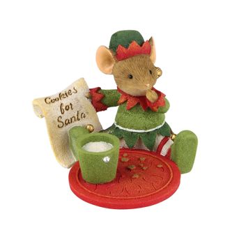 Enesco Dekofigur Schw&auml;nze, Maus im Haus, Pl&auml;tzchen f&uuml;r Weihnachtsmann, 4,4 cm, Mehrfarbig