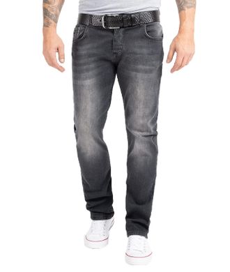 Rock Creek Herren Jeans Regular Fit Stretch Jeans M&auml;nnerhose Herrenjeans Denim Hosen Herrenhose Straight Cut Stonewashed RC-2158 Grau W34 L30