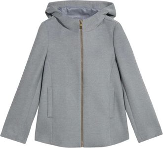 Oltre Femme, Vestes, Gris, Taille: 48 FR Manteau Court avec Capuche et Fermeture &Eacute;clair