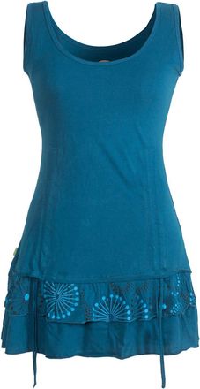 vishes Alternative Bekleidung - Damen Lagen-Look Jersey-Tunika Shirt aus Baumwolle zum Raffen t&uuml;rkis 42-44