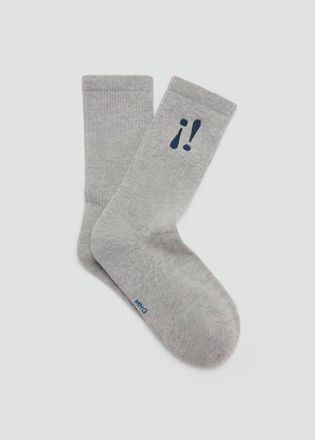 Mango Chaussettes coton brod&eacute;es gris - Homme - 40-42 - MANGO MAN