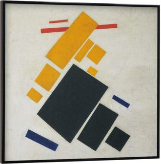 artboxONE Poster mit schwarzem Rahmen 40x40 cm Abstrakt Fliegendes Flugzeug - Bild kasimir malewitsch abstrakt bunt