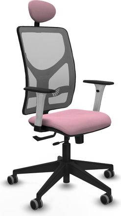 Piqueras y Crespo Schreibtischstuhl mit Rollen, Rosa, mit wei&szlig;en und schwarzen Armlehnen, h&ouml;henverstellbare Lendenwirbelst&uuml;tze und festes Kopfteil, ausgestattet mit Syn