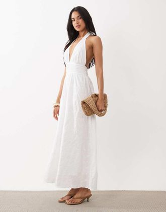 Gina Tricot Gina Tricot - Robe longue dos nu - Blanc
