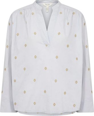 Part Two Femme, Blouses et Chemises, Blanc, Taille: 36 FR Chemise Oversize Brod&eacute;e Or