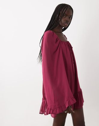 Miss Selfridge robe courte en mousseline couleur baie-Rose