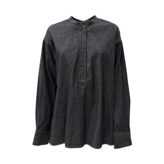 Lareida Denim-Bluse mit 3 Kn&ouml;pfen - - Blouses & Shirts - Damen - Schwarzk - S