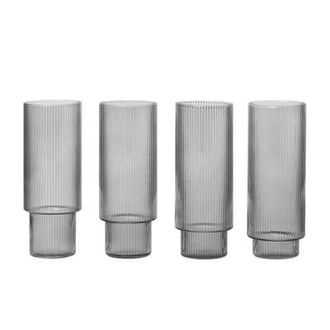 Ferm Living Longdrink Glas Ripple - Transparent - mundgeblasenes Glas - Designer Trine Andersen