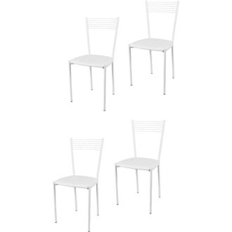 Tommychairs Tommychairs - Set 4 chaises elegance pour cuisine, bar et salle &agrave; manger, robuste structure en acier peindr&eacute; en couleur blanc et assise rembourr&eacute;e et